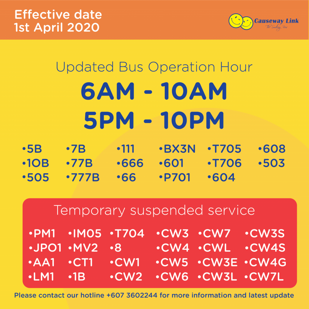 MCO : Temporary Suspension And Operating Hour Adjustment Of Causeway ...